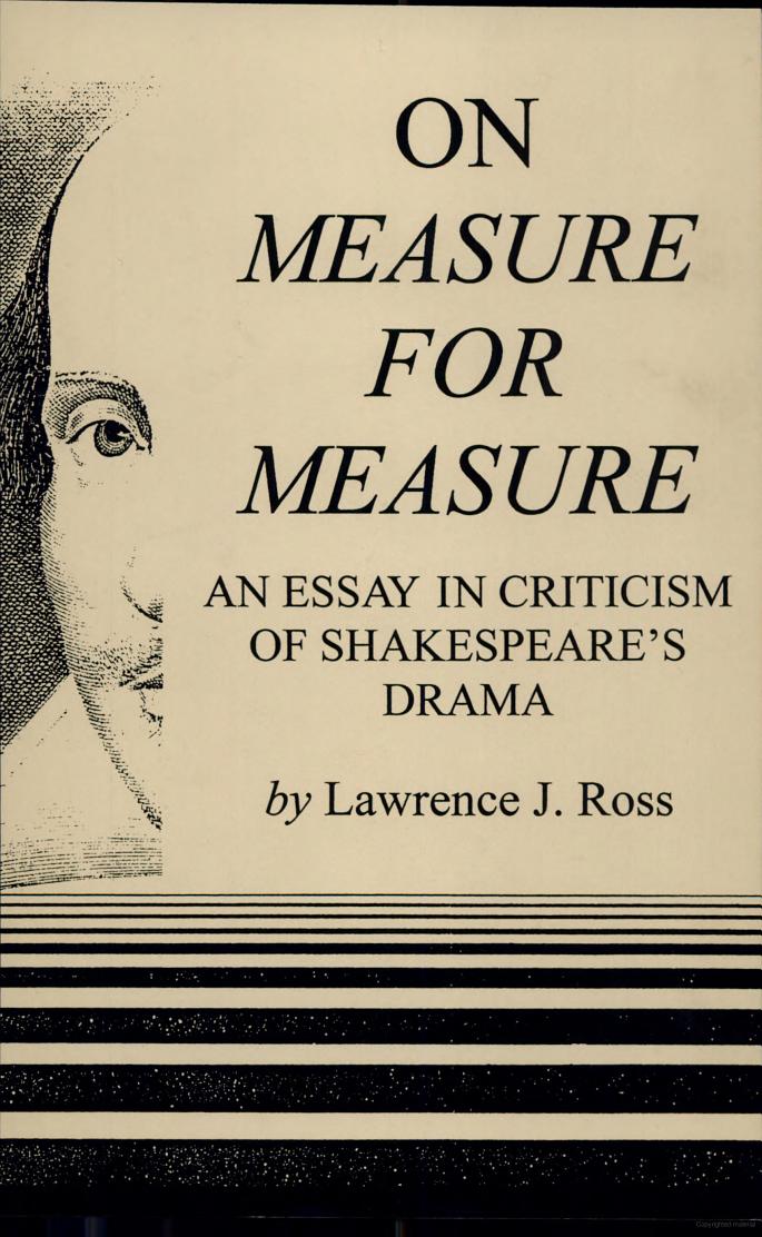 On Measure for Measure: An Essay in Criticism of Shakespeare’s Drama ...